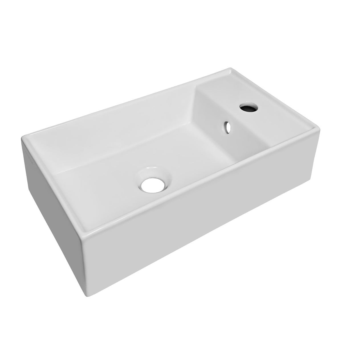 19" Rectangular Wall Mount Basin with Right Single Hole Drill and Over ...