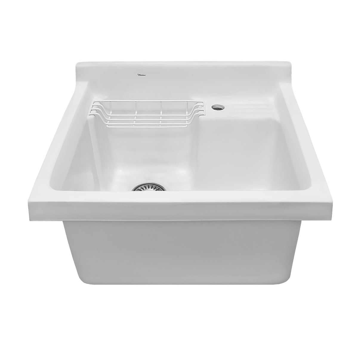 Vitreous Single Bowl, Drop-in Sink with Wire Basket and Off Center Dra ...