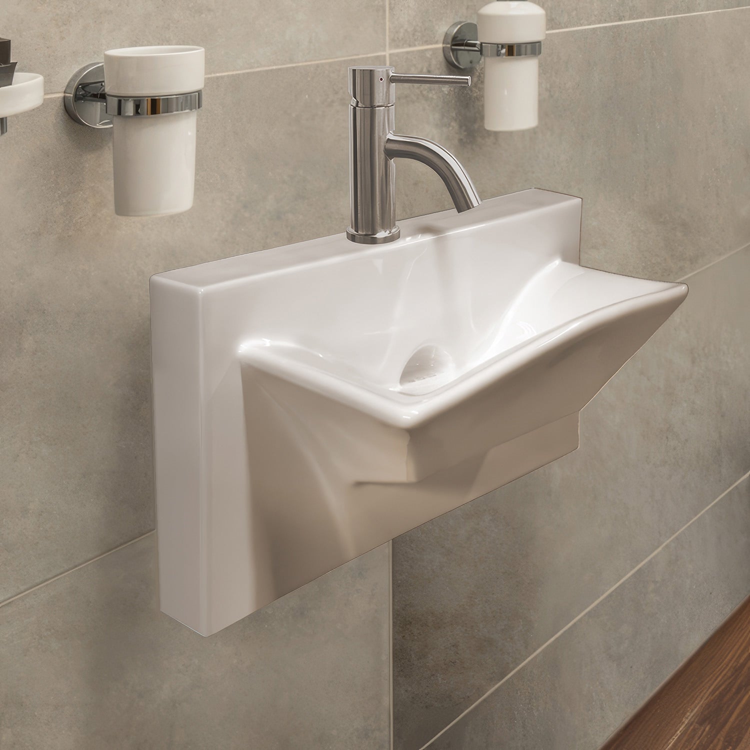 28" Rectangular Wall Mount Basin, Single Faucet Drilling and Rear Cent ...