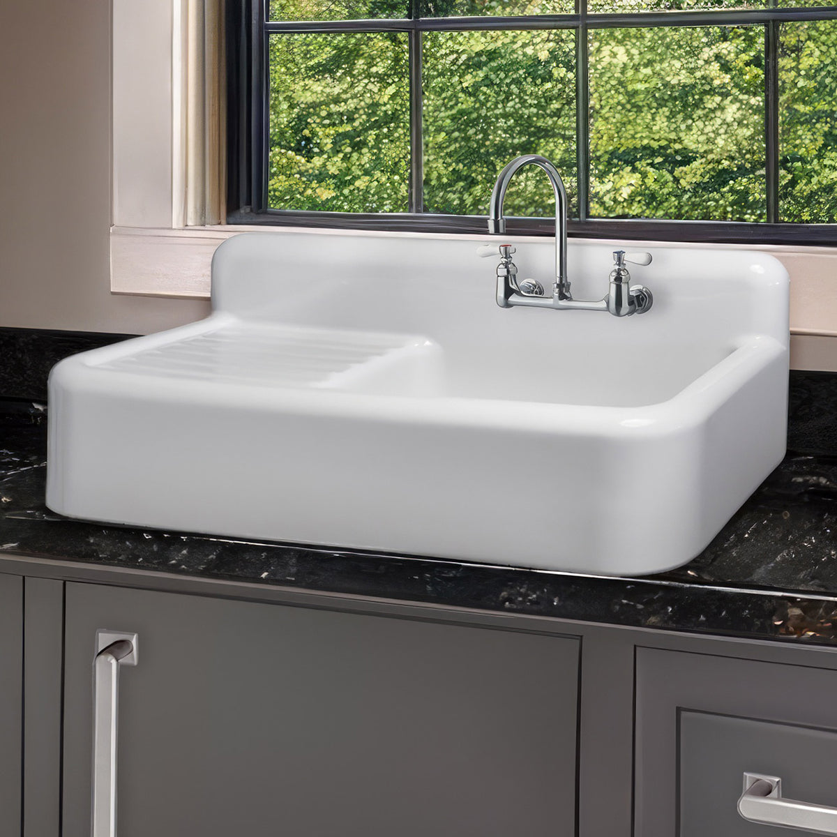 42" Single Bowl Fireclay Kitchen Or Utility Above Mount Sink: Integral ...