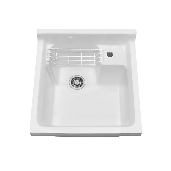 Vitreous China Single Bowl, Drop-in Sink with Wire Basket and 3 ½ Inch ...